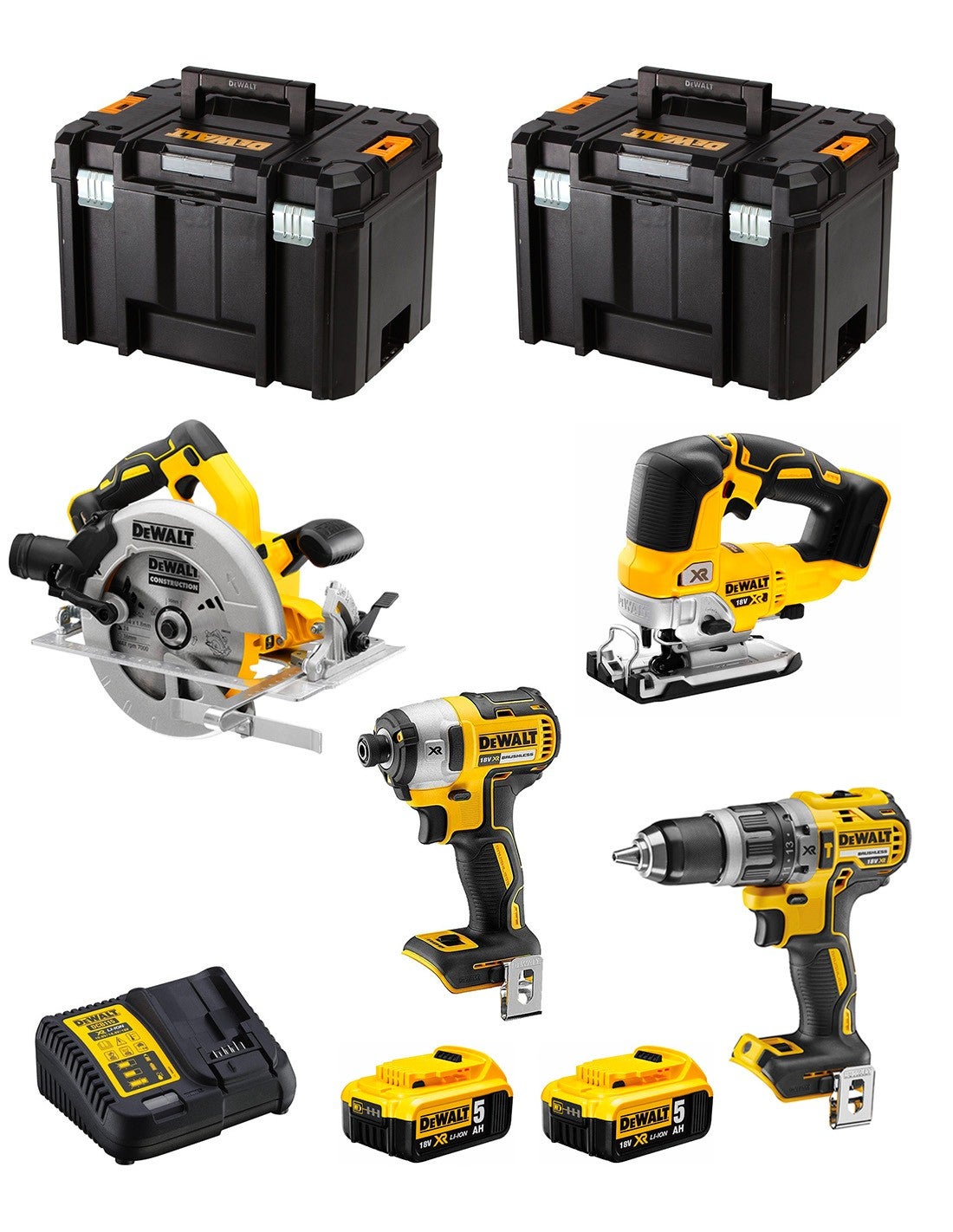 DeWALT Kit DWK403 (DCD796 + DCF887 + DCS334 + DCS570 + 2 x 5,0 Ah ...
