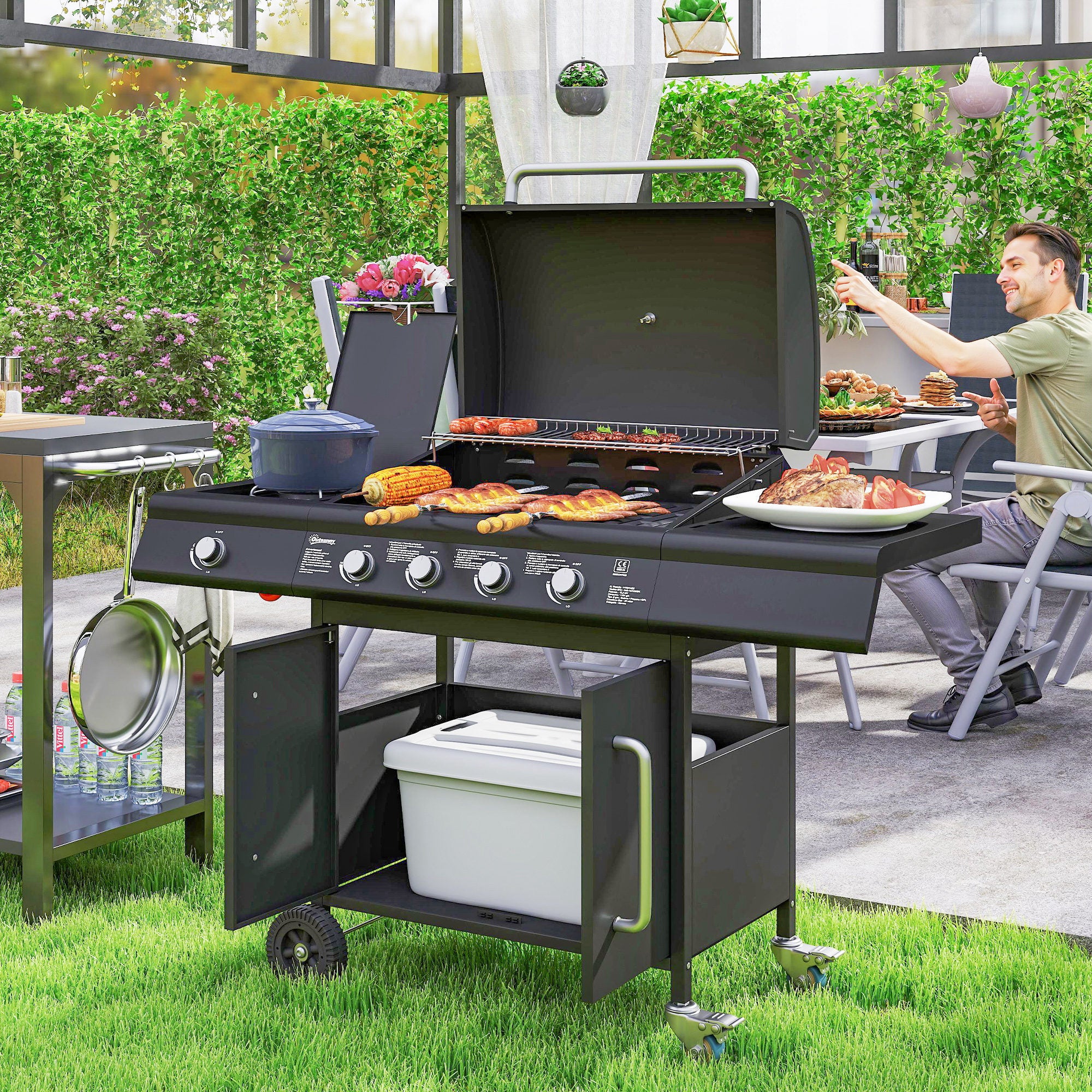 Barbecue gaz brûleur latéral table chevet placard acier PP 129 ...