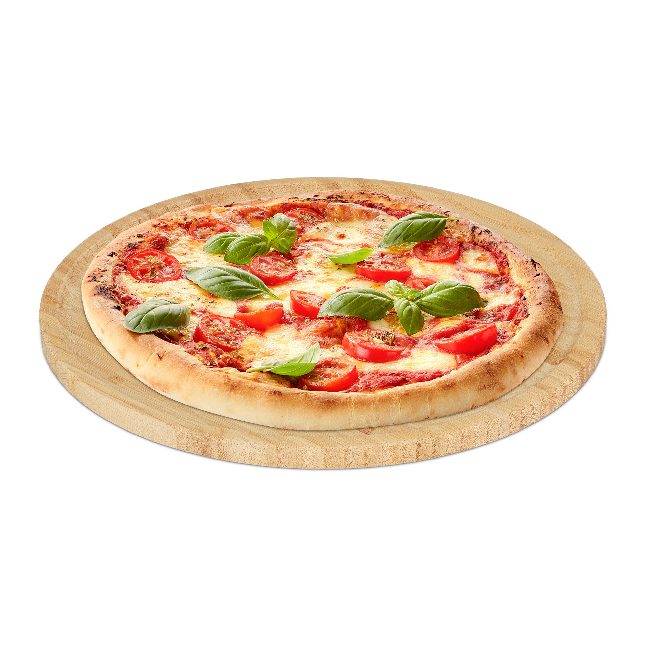 Planche à pizza, bambou naturel, diamètre de 32 cm, plateau de service ...
