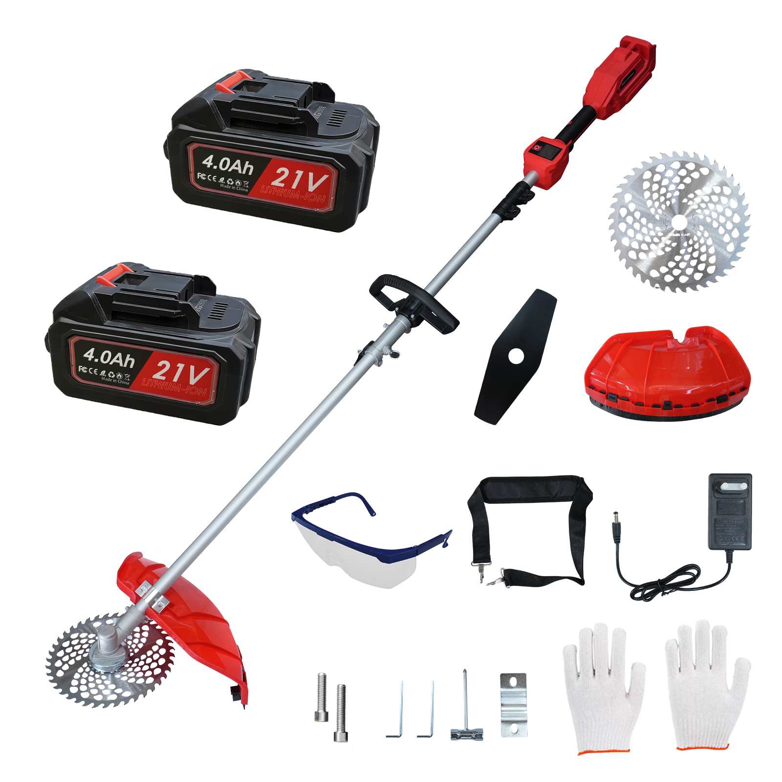 Desbrozadora Industrial Inalámbrica 700W 21V con Doble Batería 4.0Ah y ...