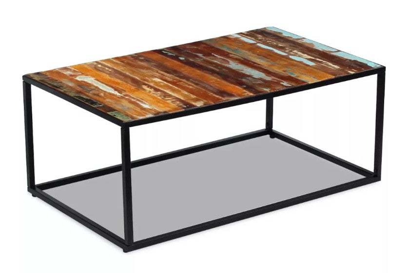 Table basse rectangulaire bois recyclé et métal noir Cloust | Leroy Merlin