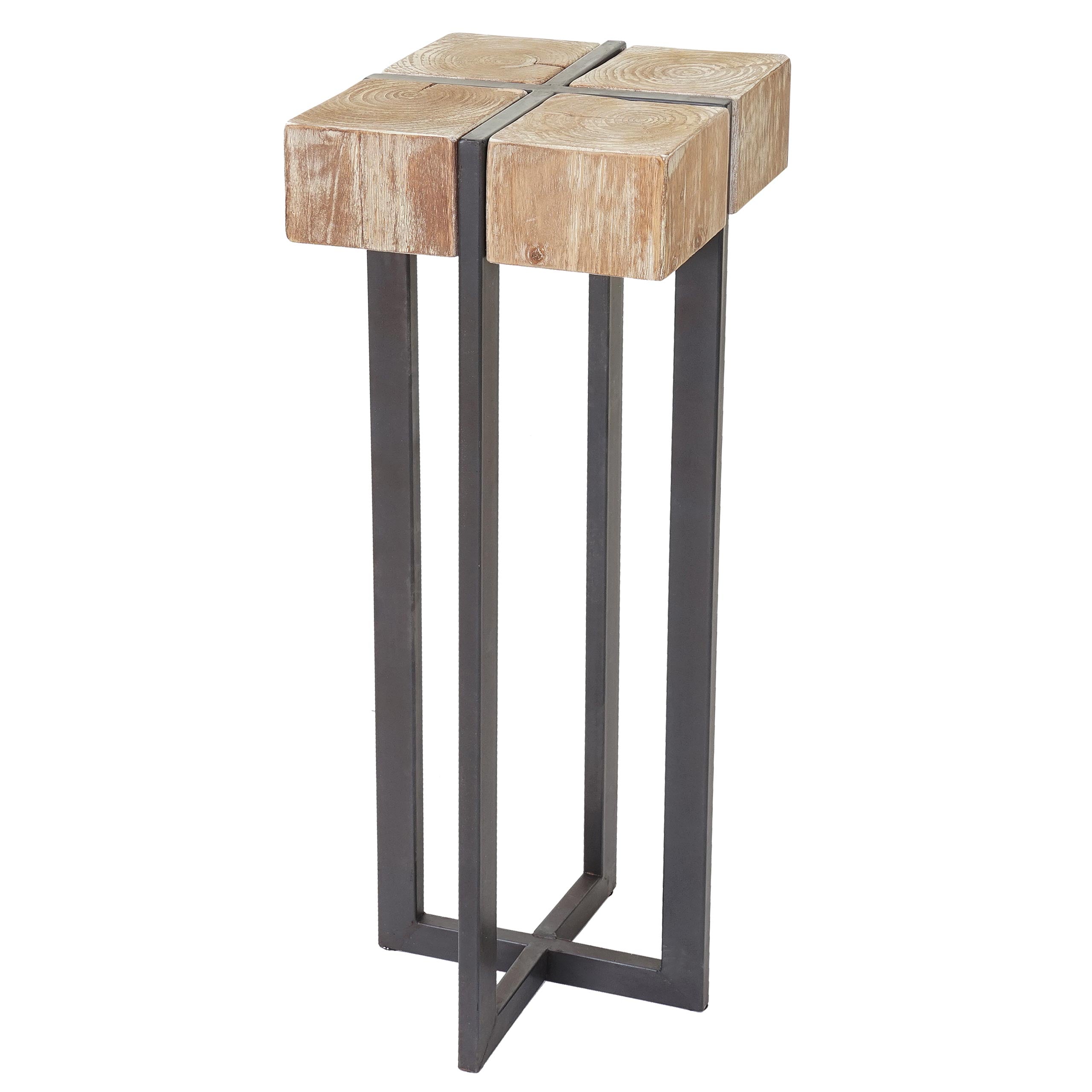 Mesa para plantas con columna y soporte para flores en madera rústica ...