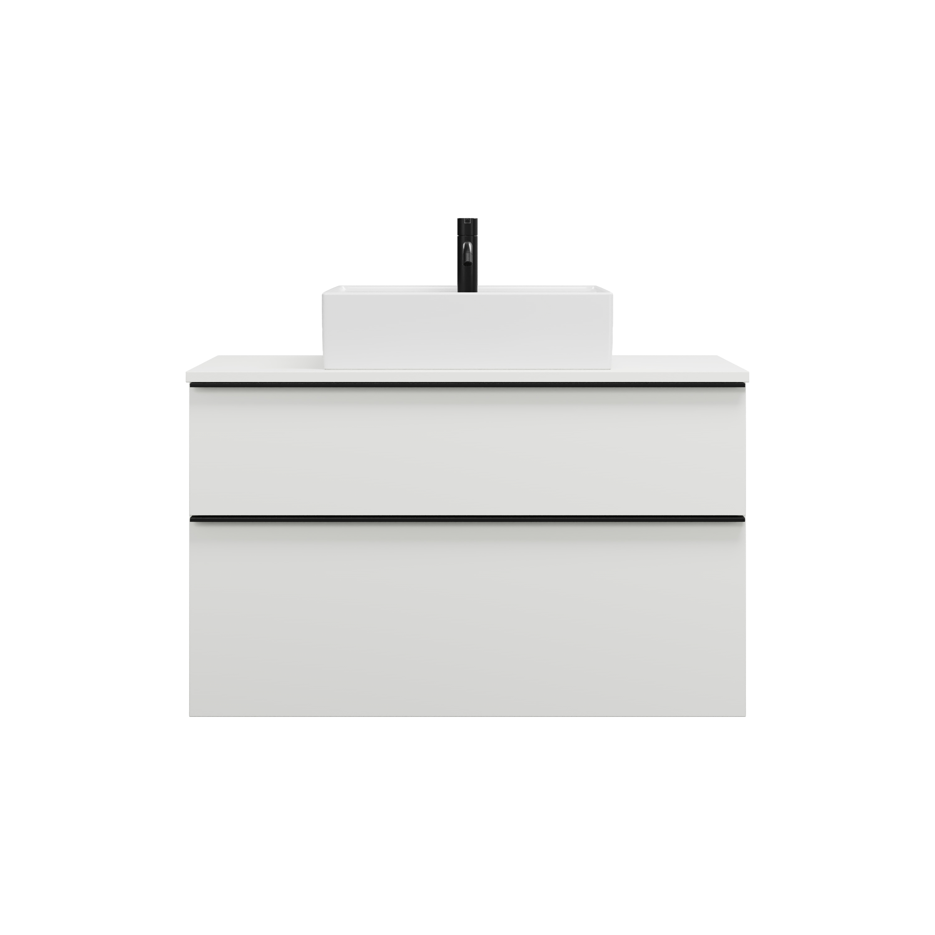 Burgbad Eqio lavabo sobre encimera de cerámica cuadrado, centro ...