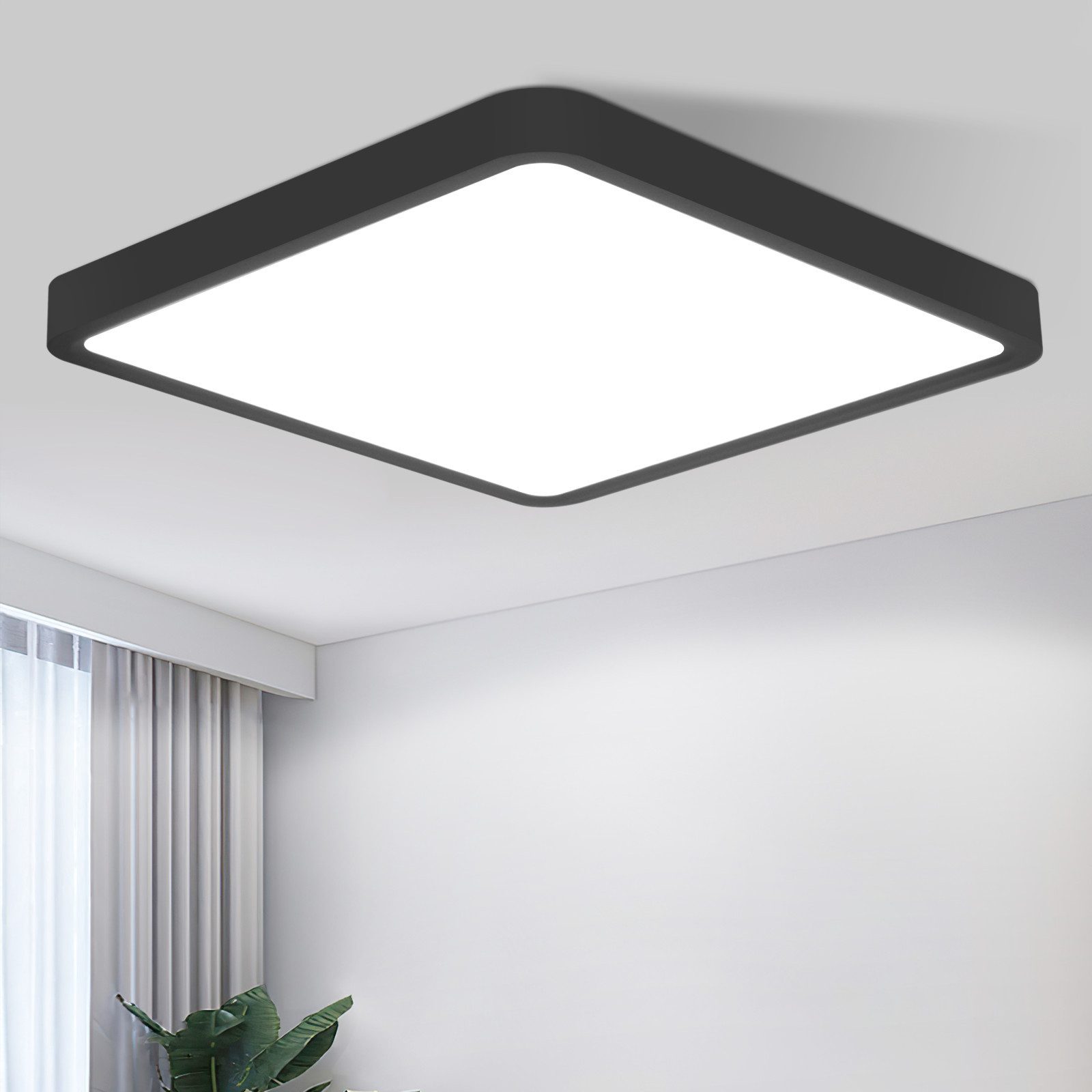 ZMH Plafonnier LED carré noir 23 cm pour salon, cuisine, couloir, 6 500 ...