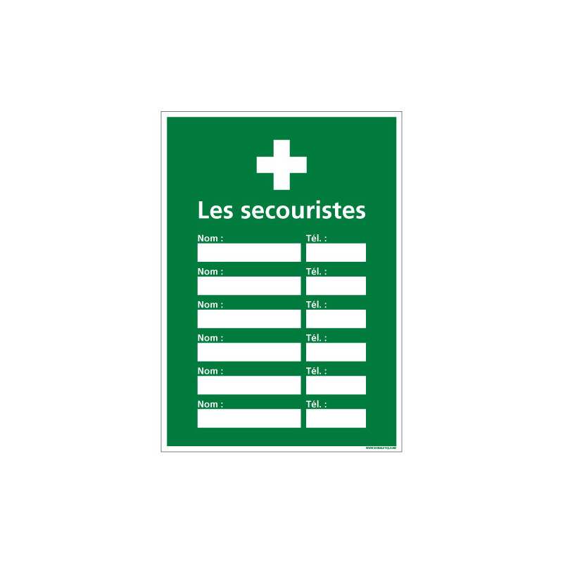 PANNEAU AFFICHAGE SECOURISTE (B0364) A4 : 210 x 297 mm Matière ...