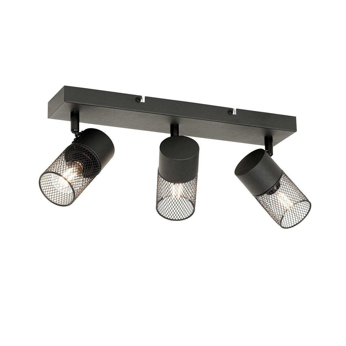 Spot de plafond jim - 3 lumière - L 47 cm - Noir - Rustique - Éclairage ...