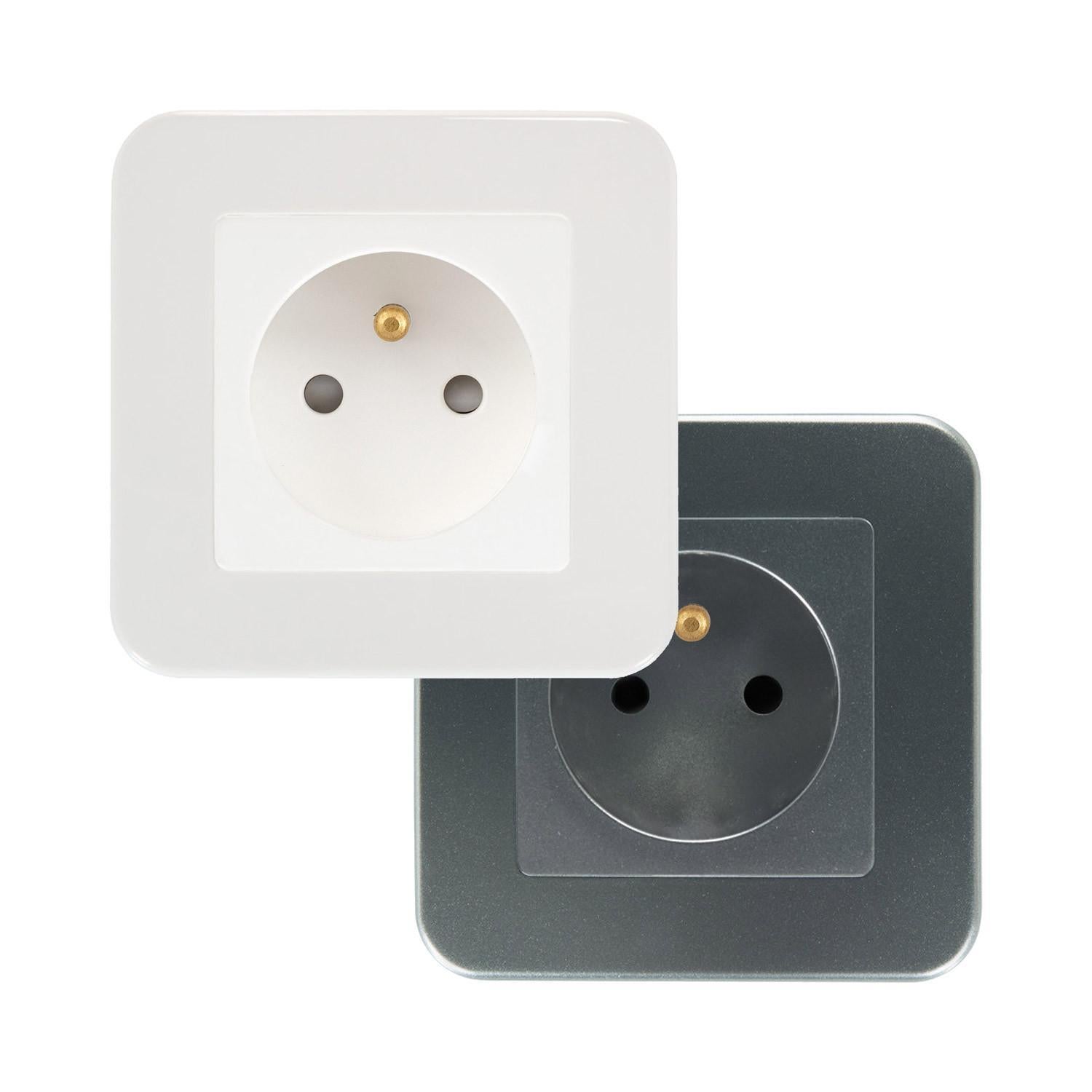 Prise type E Schuko Monoblock Argent | Leroy Merlin