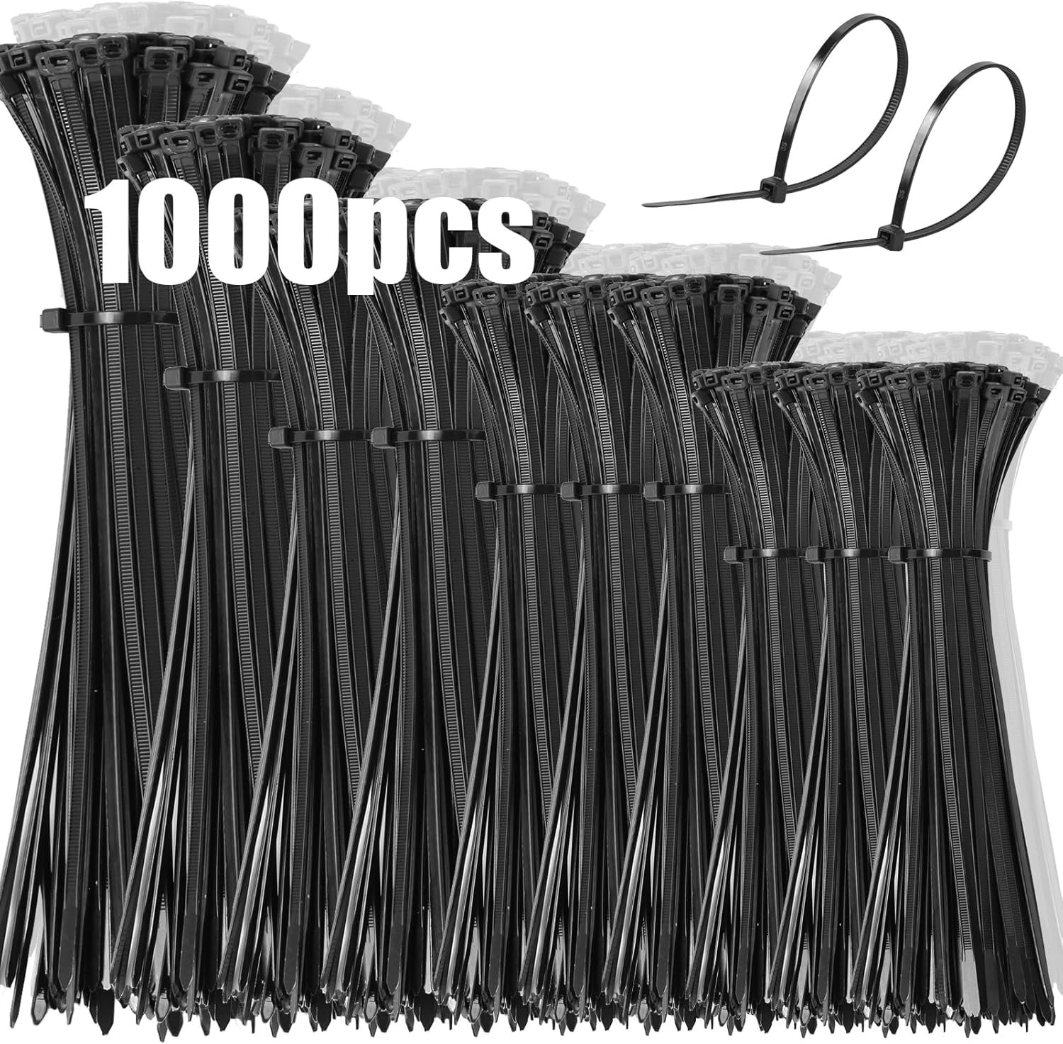 1000 colliers de serrage en plastique, Rislan 100/150/200/250/300 mm de ...