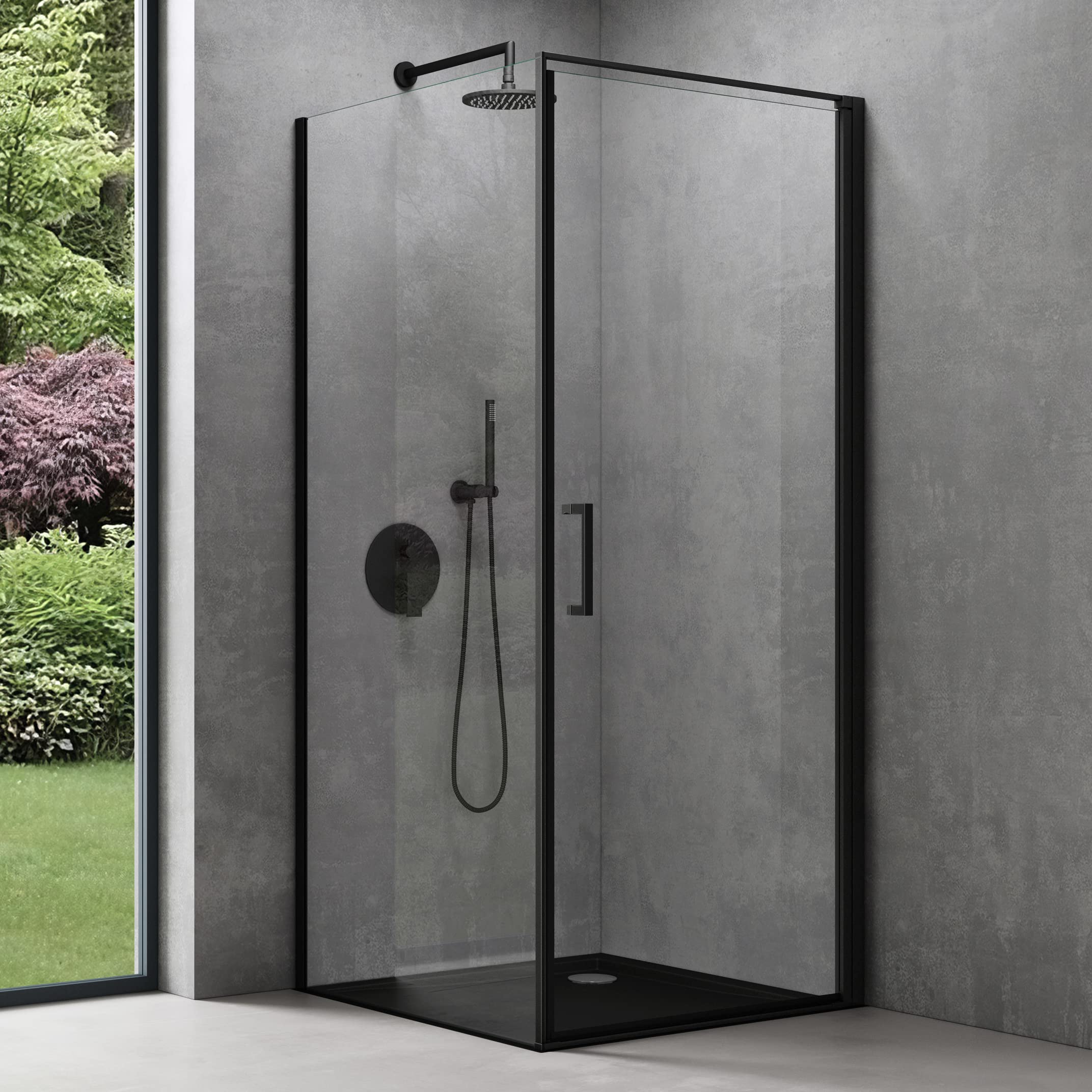 Doporro Cabine de Douche en Angle Montage réversible Noir 75x80x195 ...
