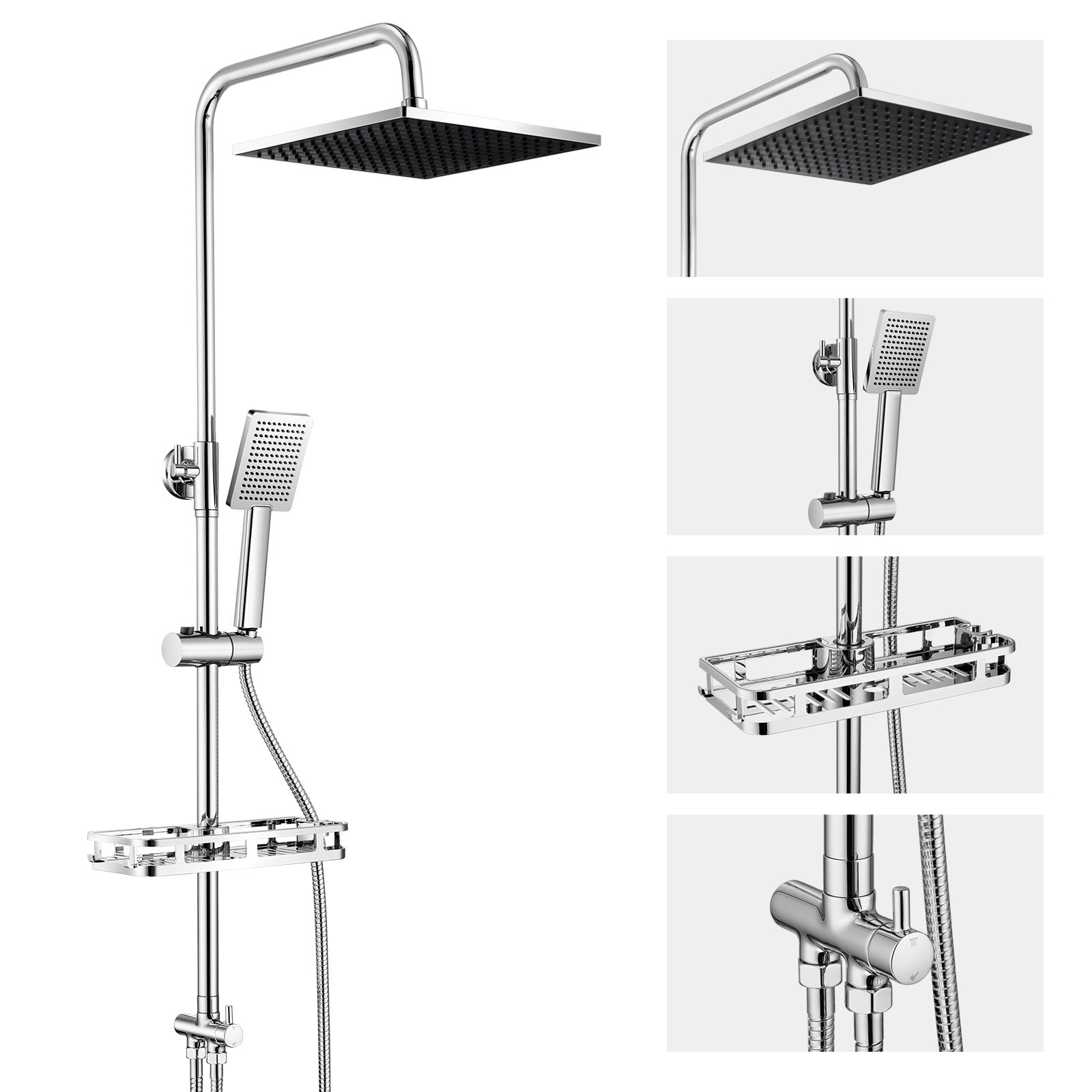 Colonne Douche Inox,Réglable Hauteur Ensemble Douche Murale avec ...