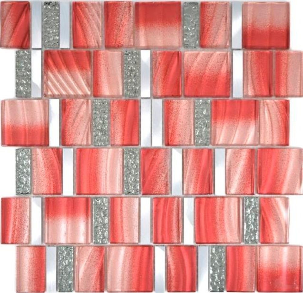 Mélange mosaïque aluminium rouge translucide - 10 feuilles de mosaïque ...