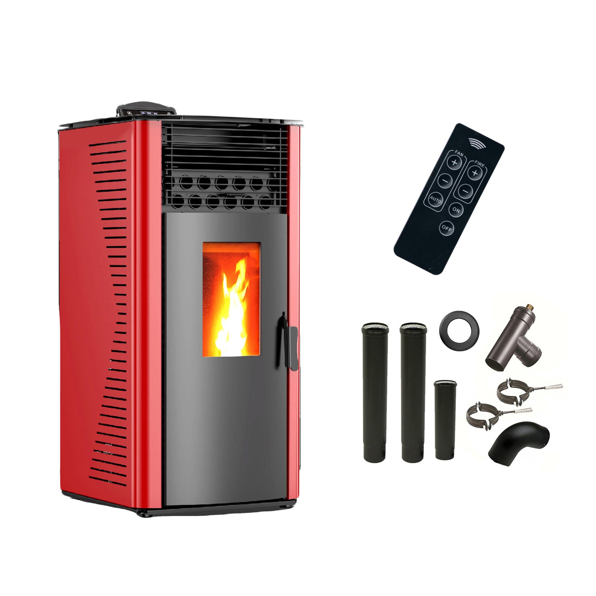 Stufa a pellet ad aria Anita da 12 kW Sannover Bordeaux + Kit di ...
