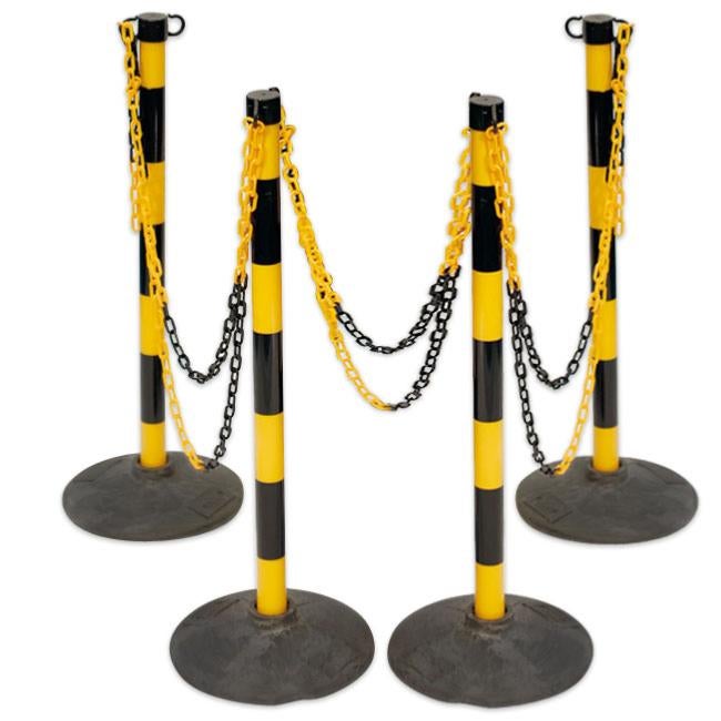 4 POTEAUX ET CHAINE DE SIGNALISATION SECURITE HAUTE VISIBILITE - 25 M ...