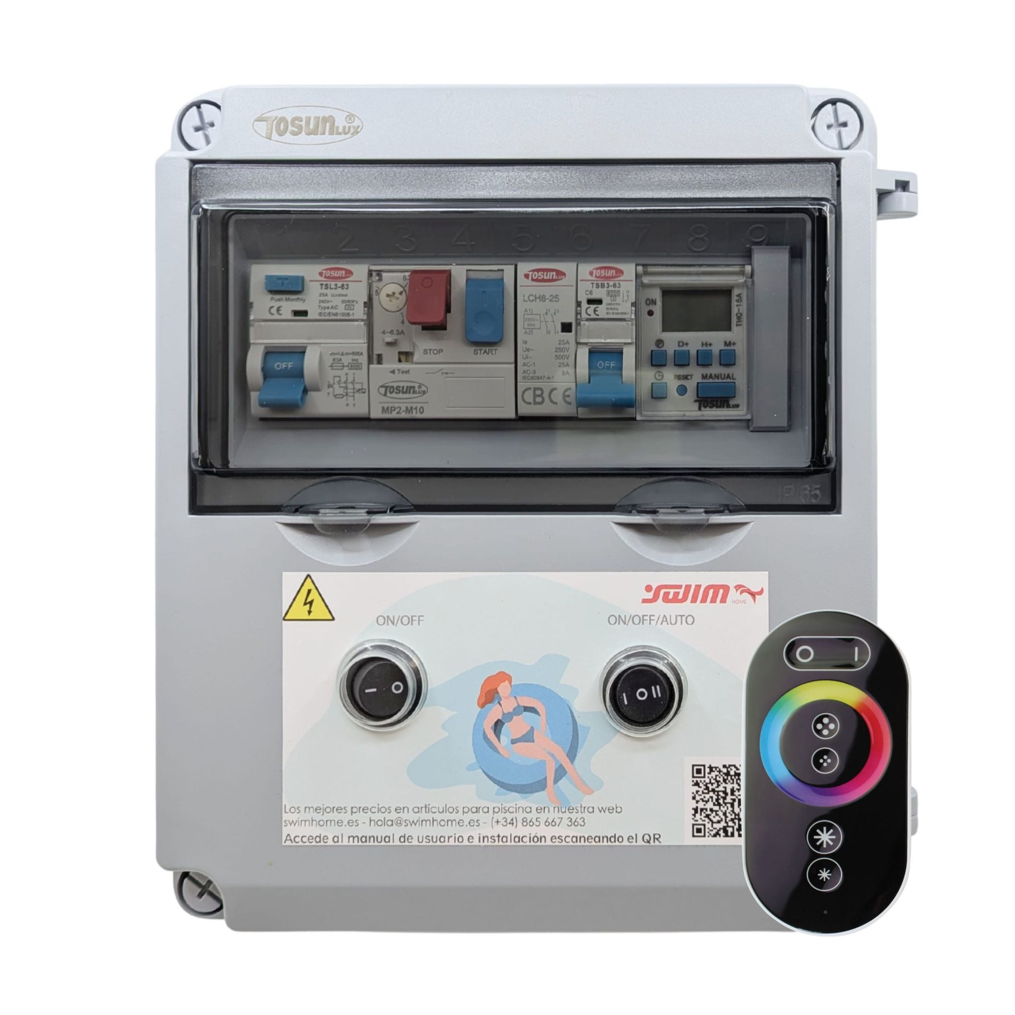 Tosun Cuadro Eléctrico Equipado para Piscina 14A Transformador 60W con ...