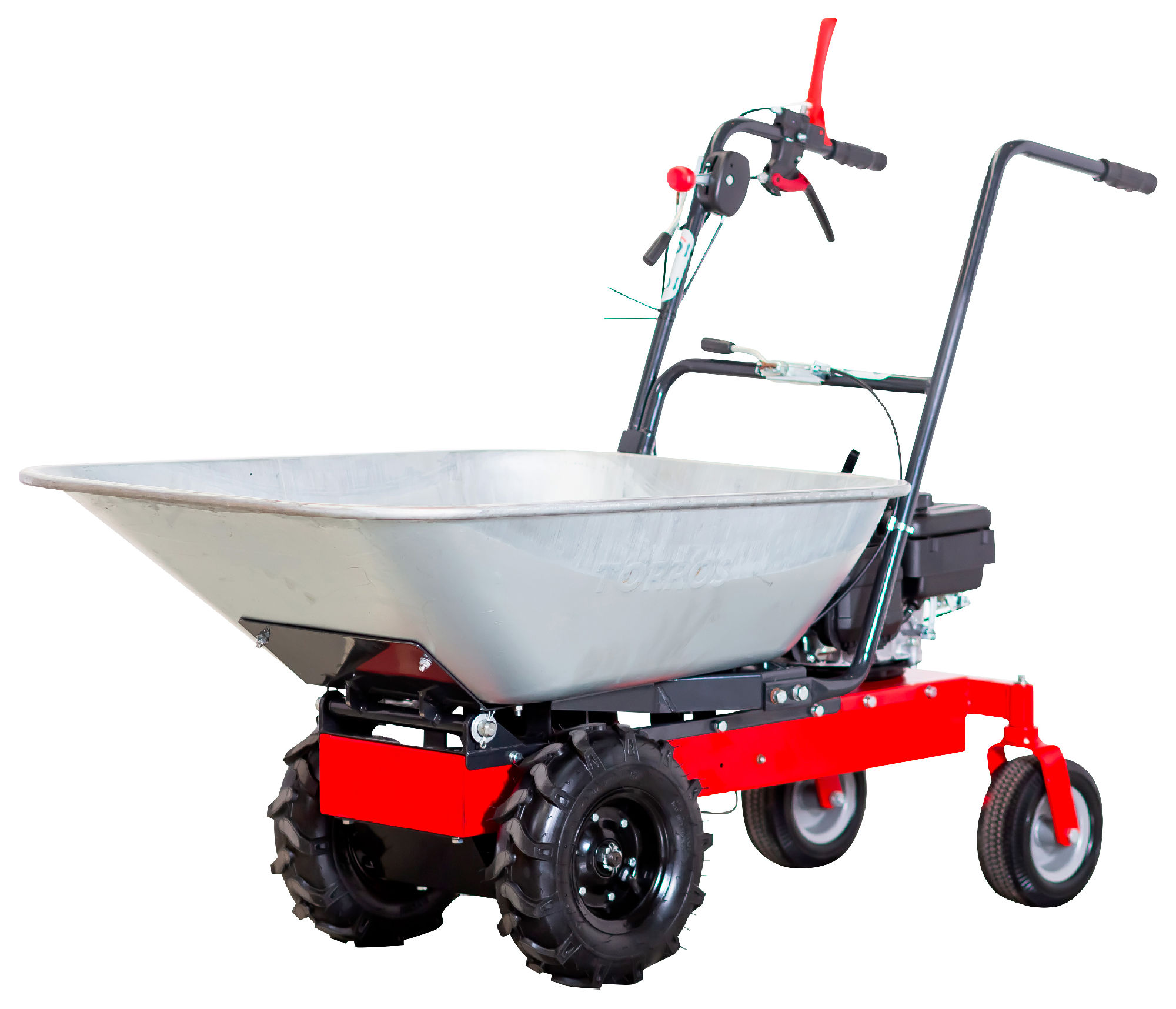 Brouette à moteur thermique avec benne en acier galvanisé 80L 200KG 3 ...