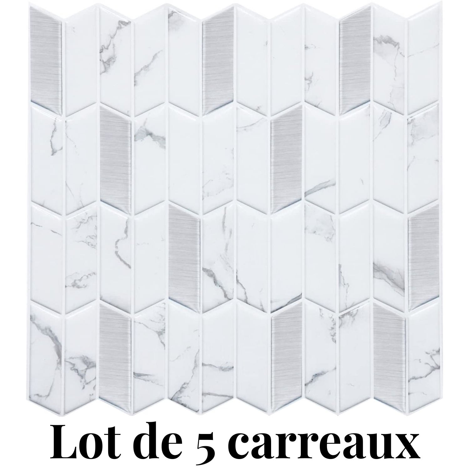 Carrelage mural adhésif - effet marbre blanc - set de 5 (30,5 x 30,5 cm ...