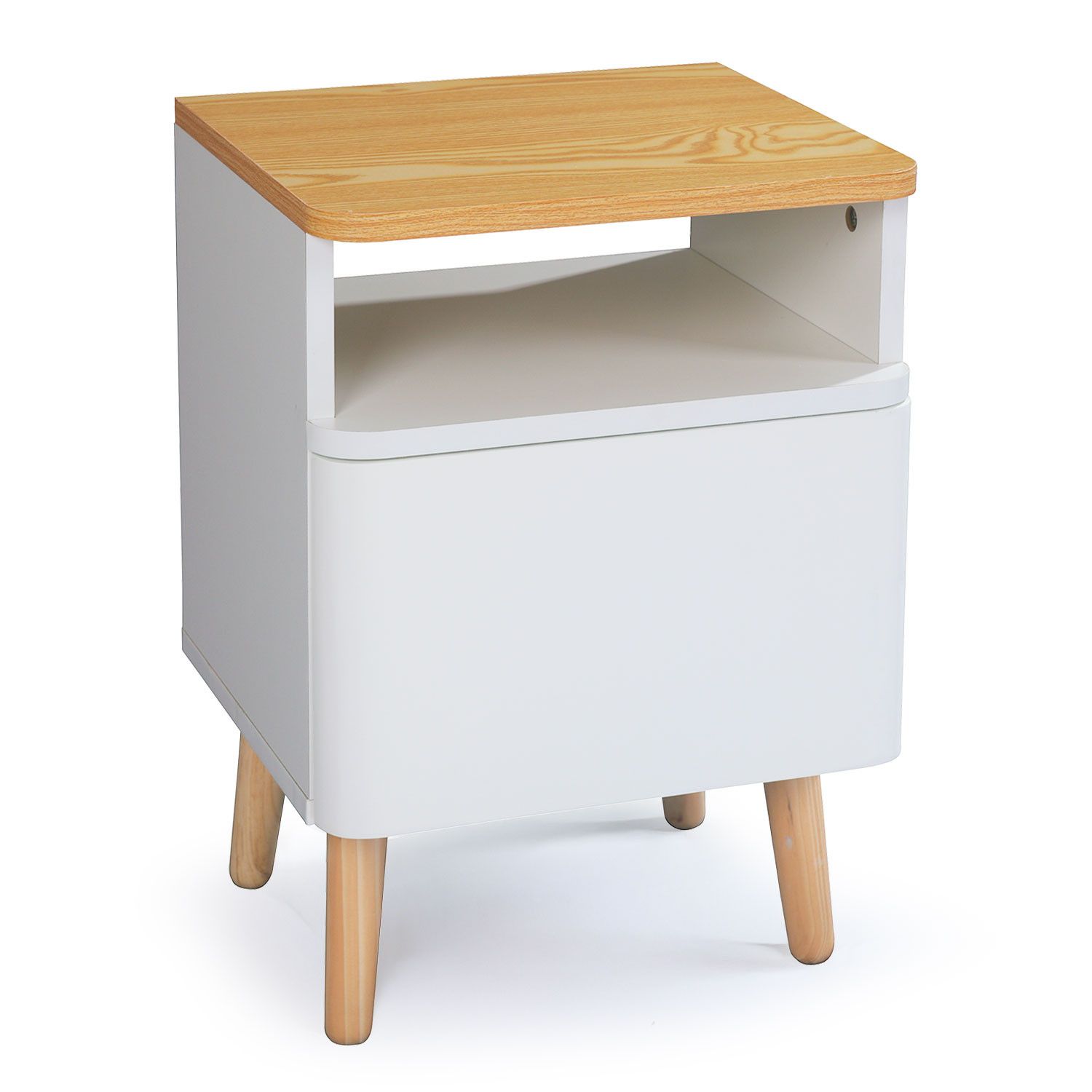 Table de chevet scandinave Bergen Blanc et Bois | Leroy Merlin
