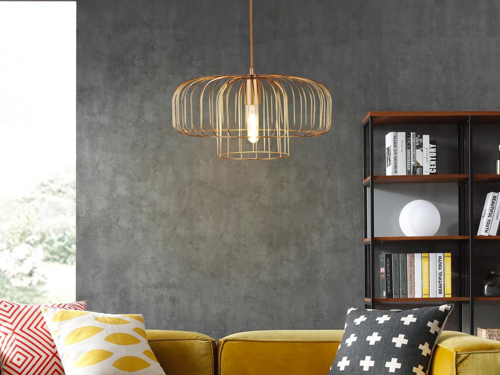 Lámpara design ANDROMAQUE - Metal - 40 x 40 x 130 cm - Acabado dorado ...