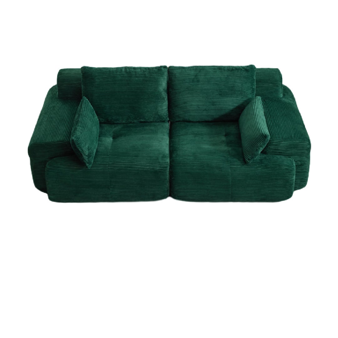 Canapé Sectionnel 2 Places + Chaise Longue Velours Vert Sombre ...