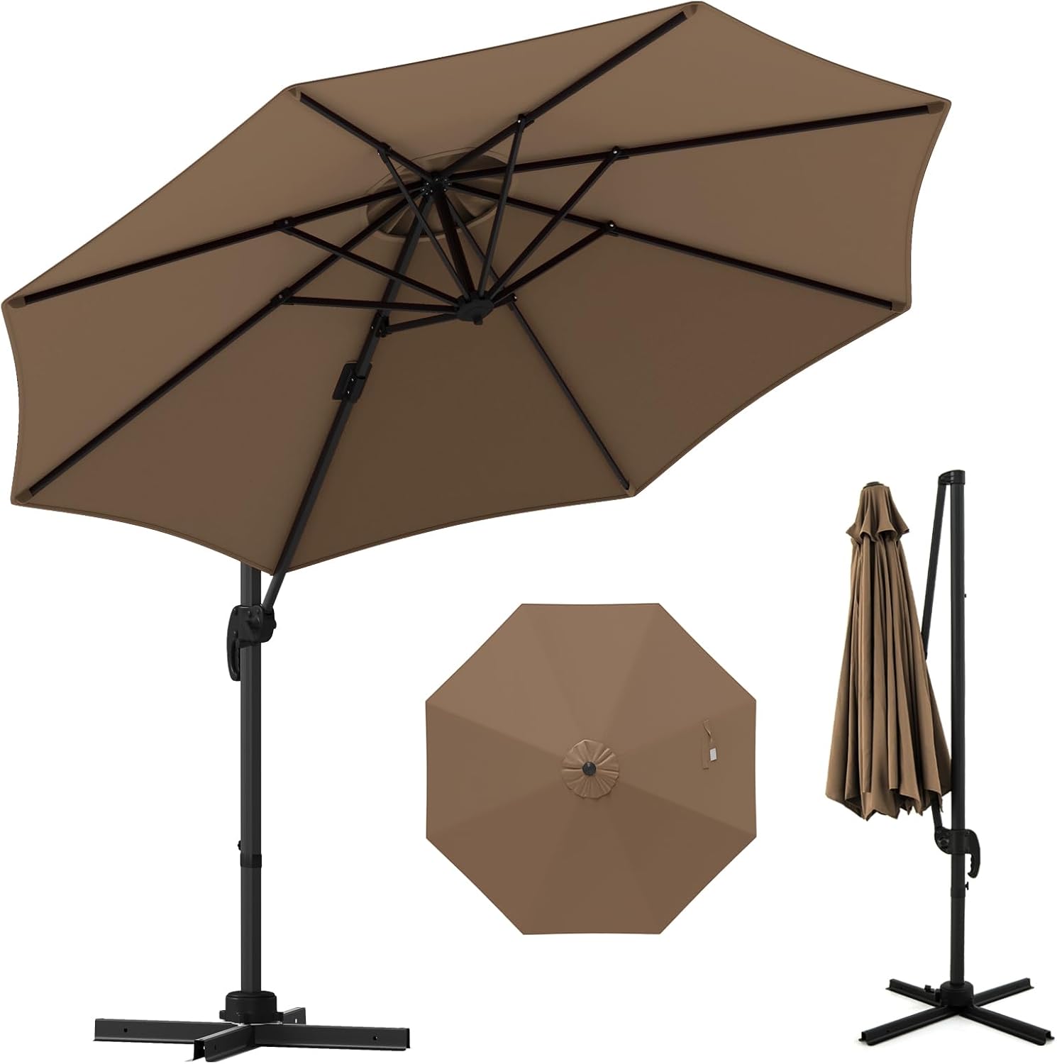 Parasol Deporte 3x3M, Parasol de Jardin Exterieur Pivotant à 360°, avec ...