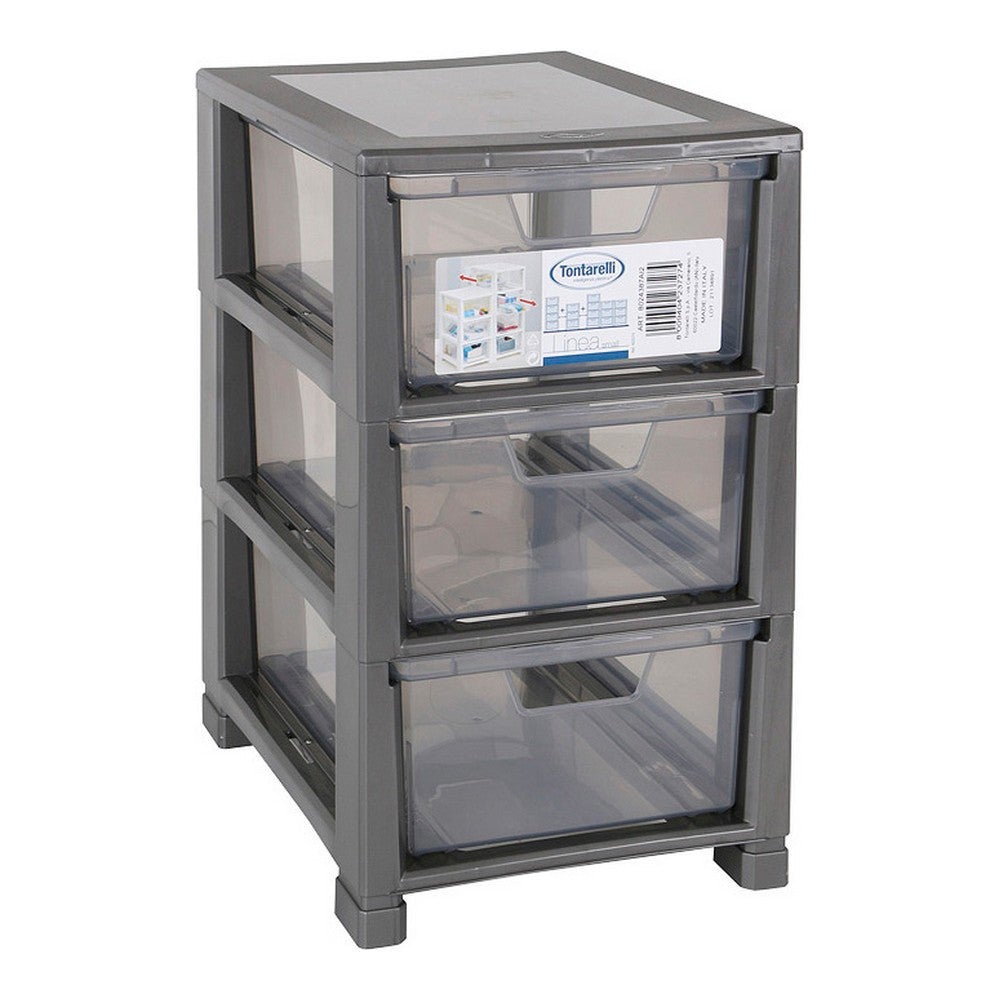 Caisson à Tiroirs Tontarelli Linea mini Gris Plastique (20 x 28,3 x 33 ...