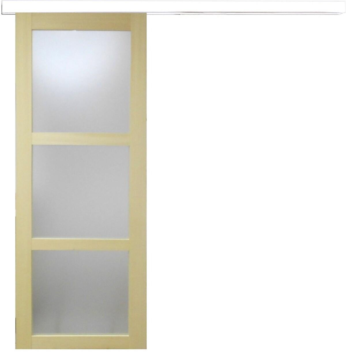 Porte Coulissante Bois Ayous Vitree H204 X L93 + Rail Alu Bandeau Blanc ...