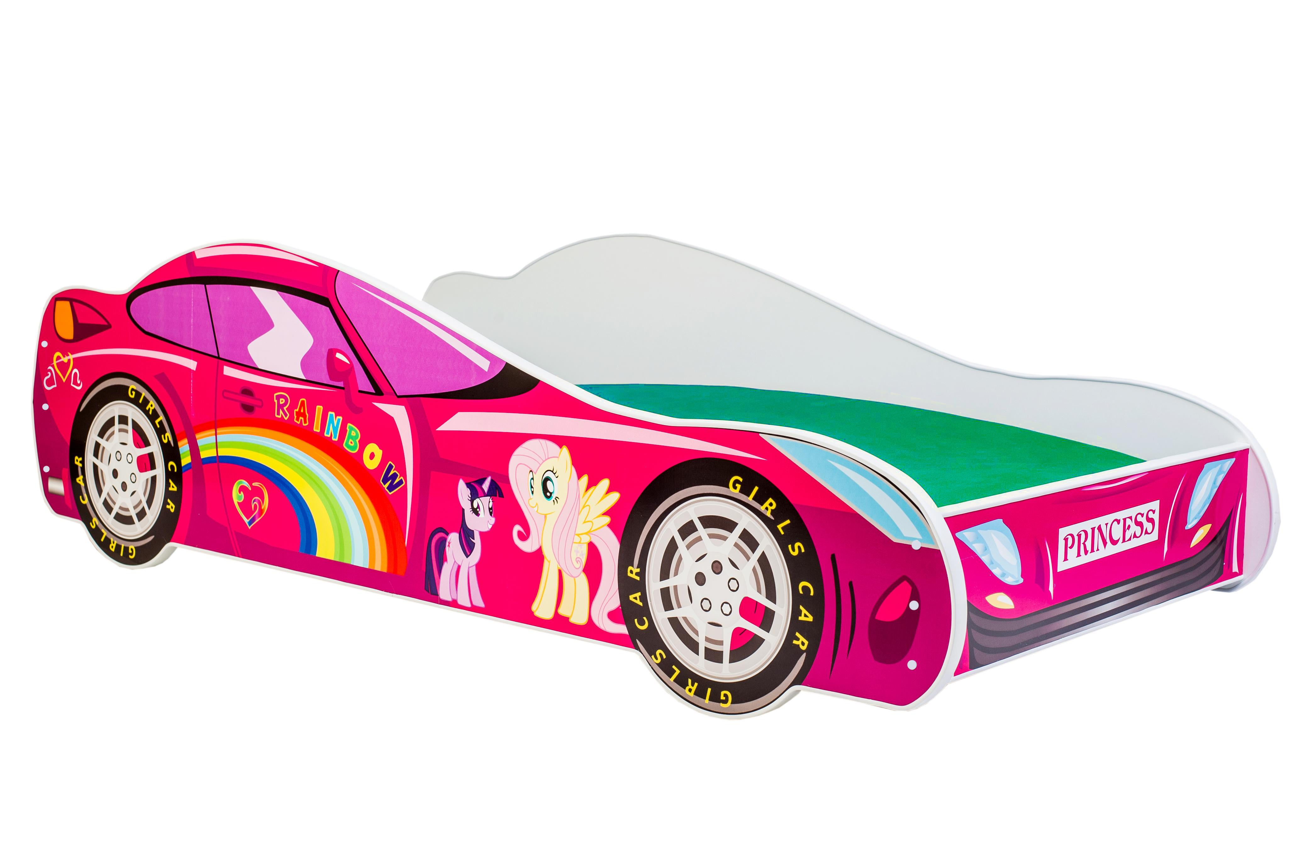 Lit enfant voiture licorne rose avec matelas et sommier inclus - 140 cm ...