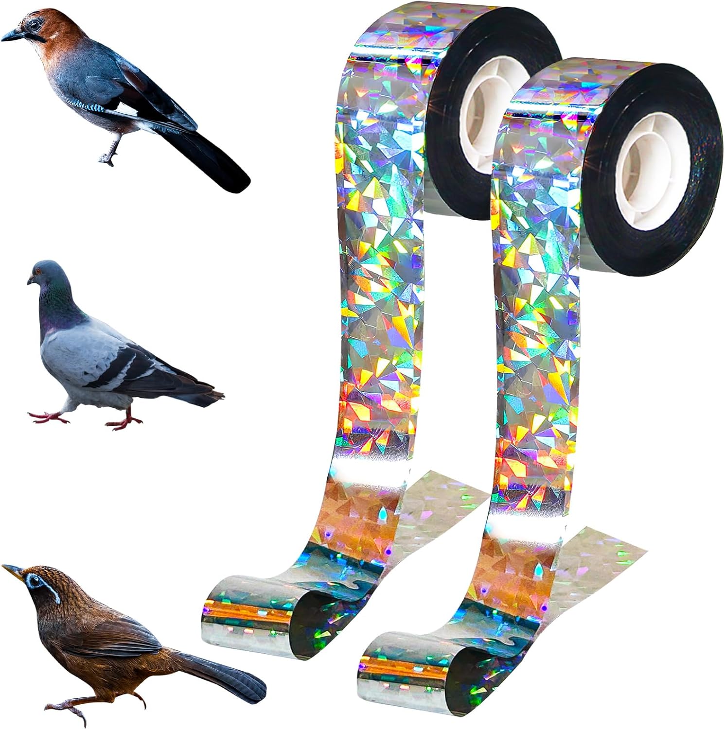 Ruban Répulsif Anti-Oiseaux, 2 Rouleaux de 2,4cm*80m Ruban Effaroucheur ...