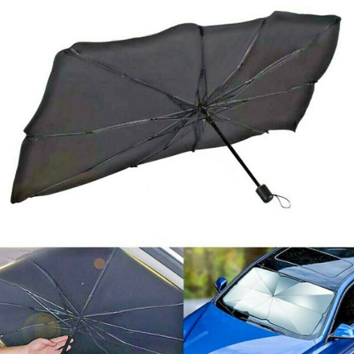 PARASOLE PER AUTO PARABREZZA ANTERIORE PIEGHEVOLE 130X77 CM OMBRELLO ...