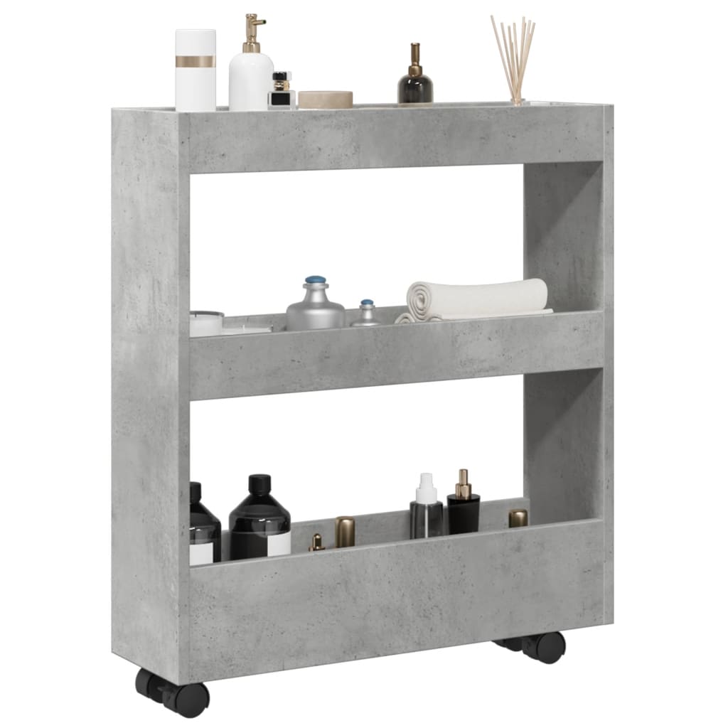 Maison Exclusive - Chariot de rangement étroit 3 niveaux gris béton | Leroy Merlin