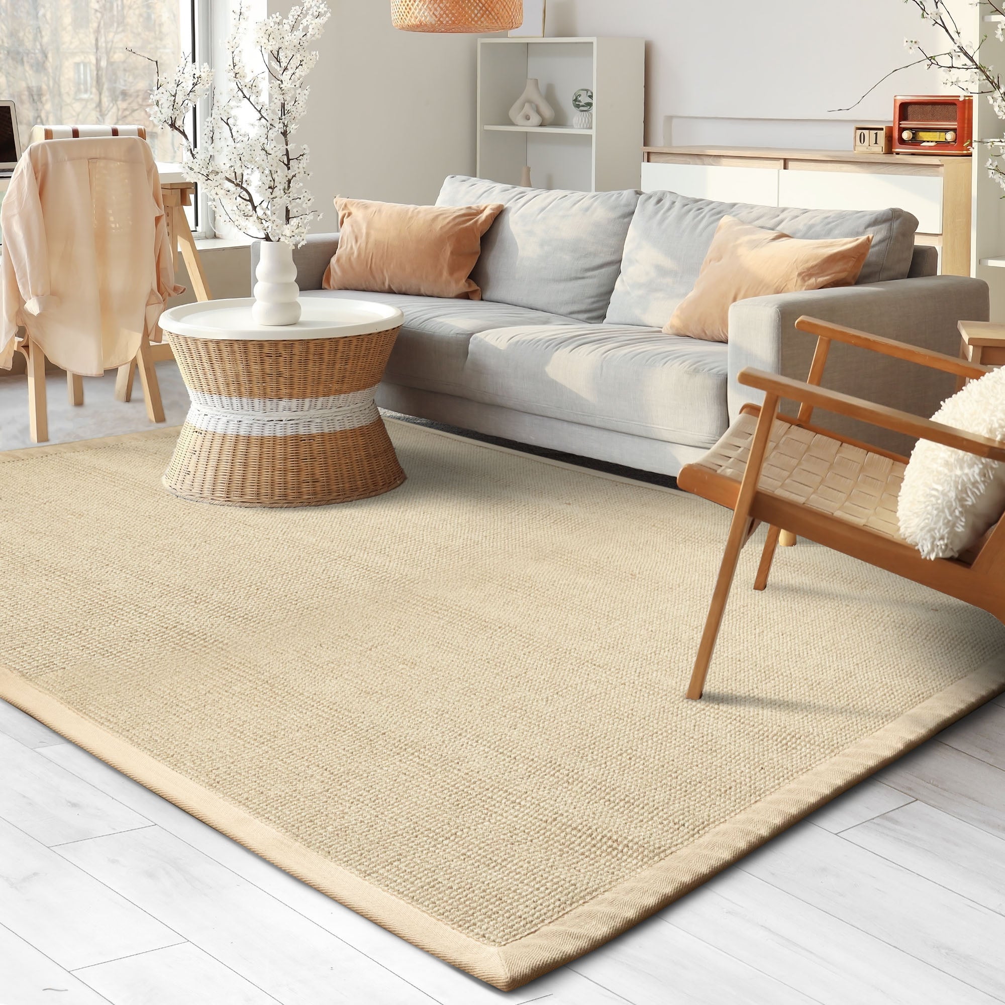 Tapis en sisal Mumbai tapis en fibres naturelles avec bordure en coton ...