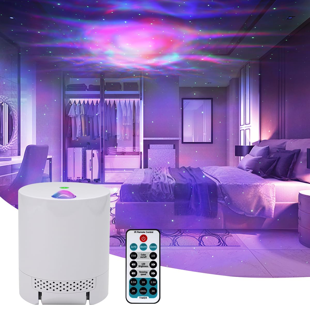 Projecteur Ciel Etoile, Ocean Wave Galaxy Light avec télécommande, pour ...