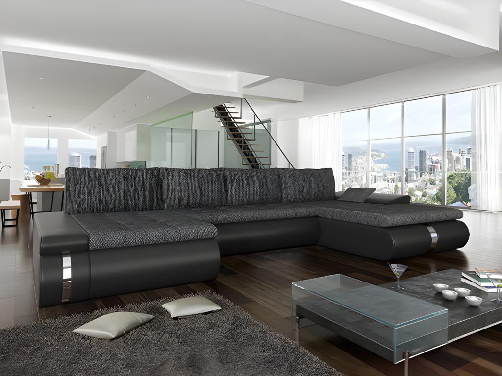 Divano letto angolare panoramico con angolo reversibile in Tessuto e ...