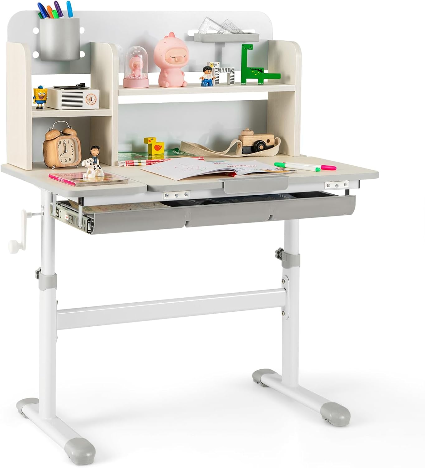 Bureau Enfants avec Réglable en Hauteur (50,5-73 cm) & Plateau ...