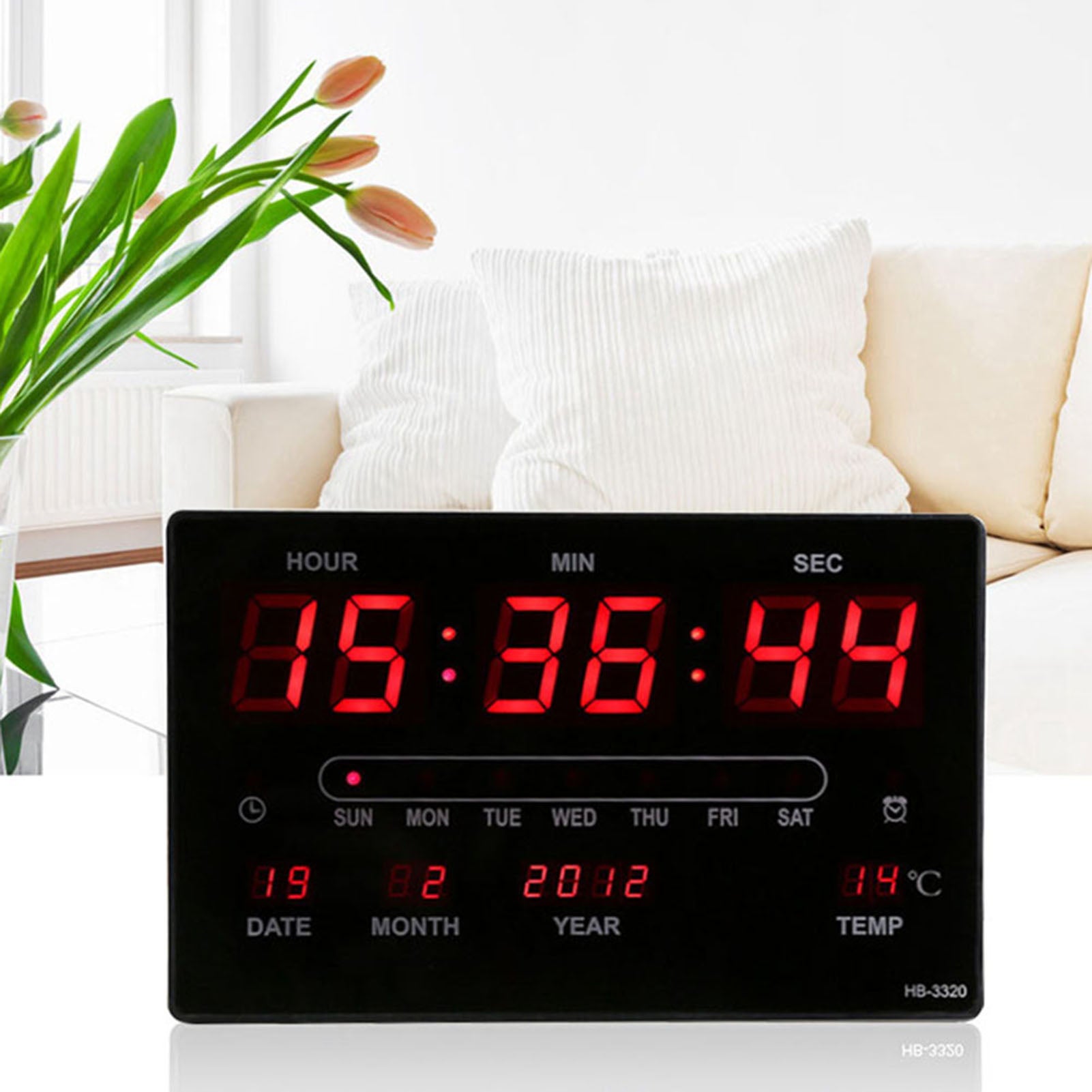 Horloge calendrier numérique LED multifonction affichage temps ...