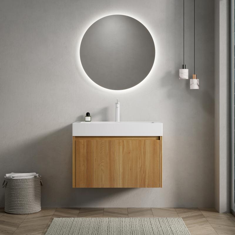 Mobile Lavabo 70cm a Muro Bianco Resina – 1 Cassetto Legno Massello ...