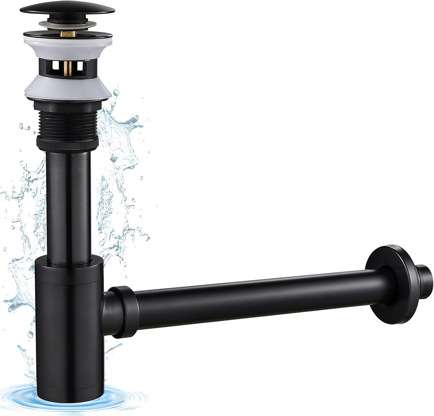 Siphon Noir Rétro avec Bonde avec Trop-plein, Laiton Universel Design ...
