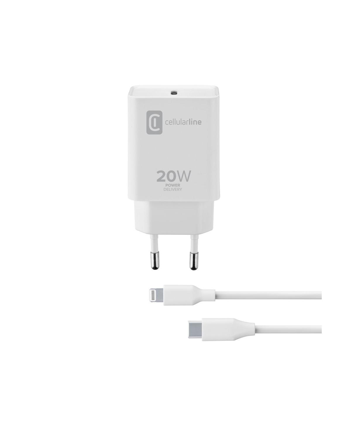 Cellularline Kit chargeur USB-C 20W USB C vers chargeur Lightning pour Apple Iphone 8 et ...