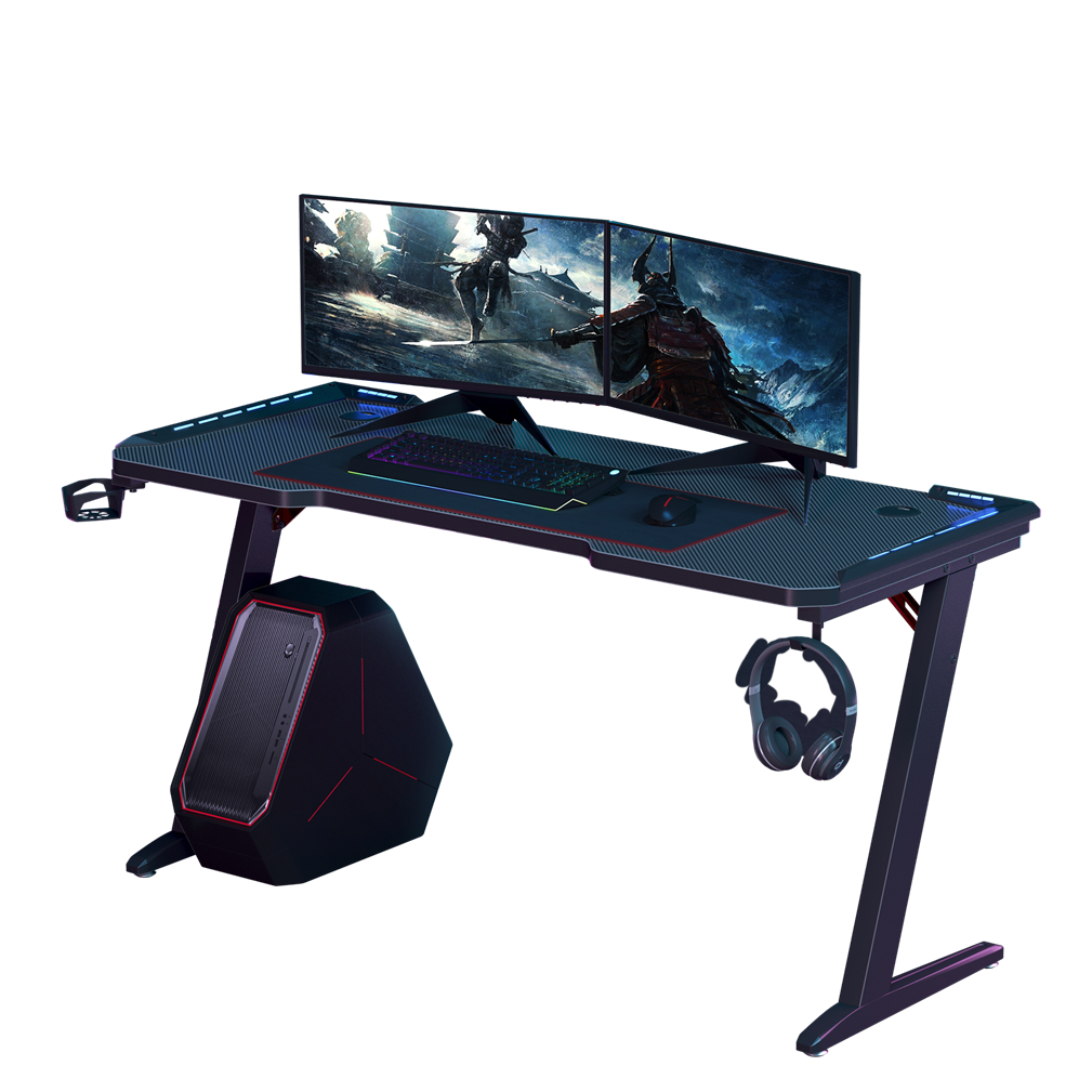 Bureau Gaming RGB Informatique Grande 140×60×78cm - Table Gamer ...