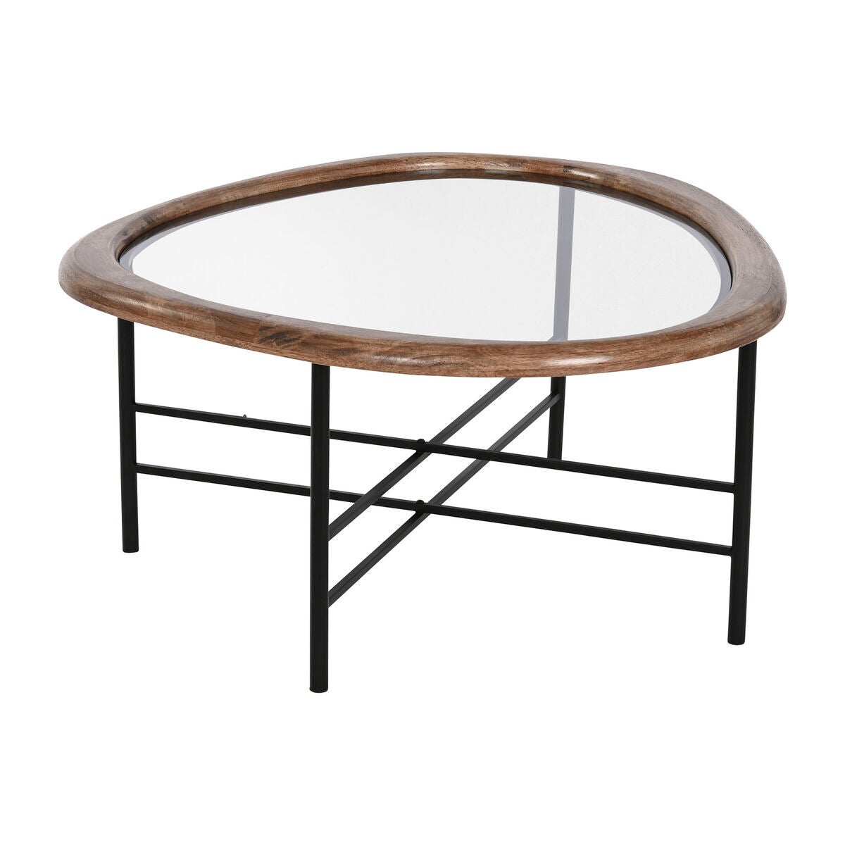 Table Basse Home ESPRIT Marron Noir Naturel Verre Bois d'épicéa 76 x 81 ...