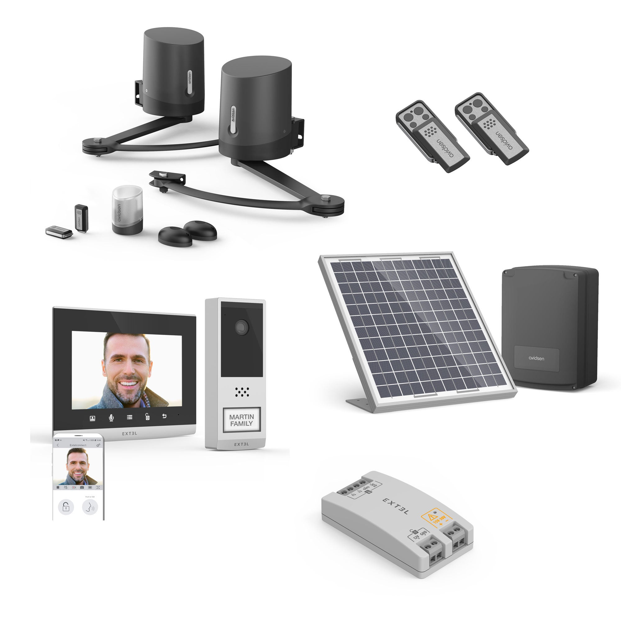 Kit 100% solaire : Motorisation pour portail à battants Avidsen ...