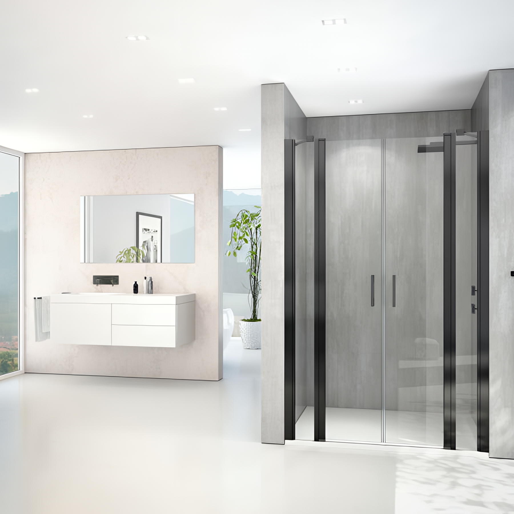 Paroi de douche 2 battants largeur 60cm hauteur 200 cm profilé noir ...