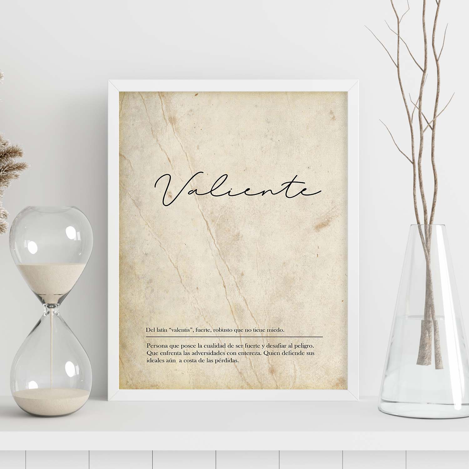 Lámina Con La Definición De La Palabra Valiente En Con Fondo Vintage Sin Marco - A4 | Leroy Merlin