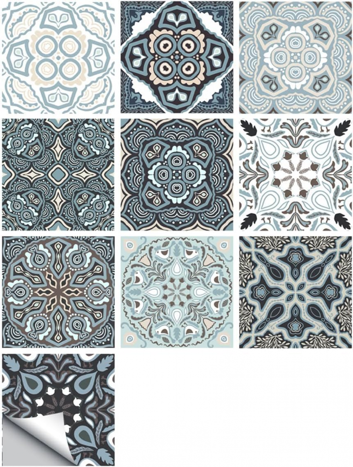 Pegatinas para azulejos, 20 unidades, 15 x 15 cm, azul, resistentes al ...