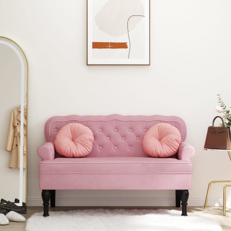 Banc avec dossier rose 119,5x64,5x75 cm velours | Leroy Merlin