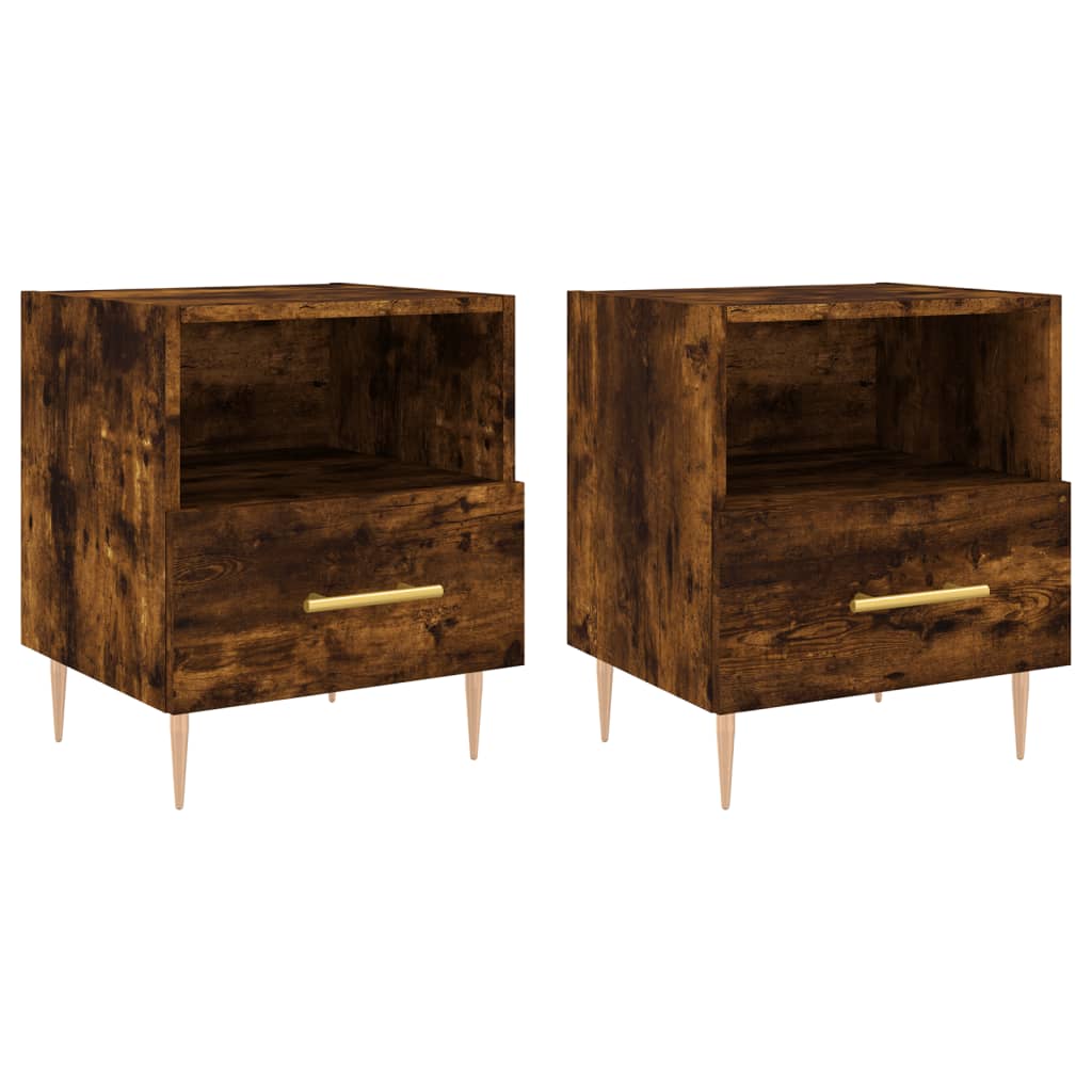 Table de chevet 2 pcs contrecollé en chêne fumé 40x35x47,5cm ...
