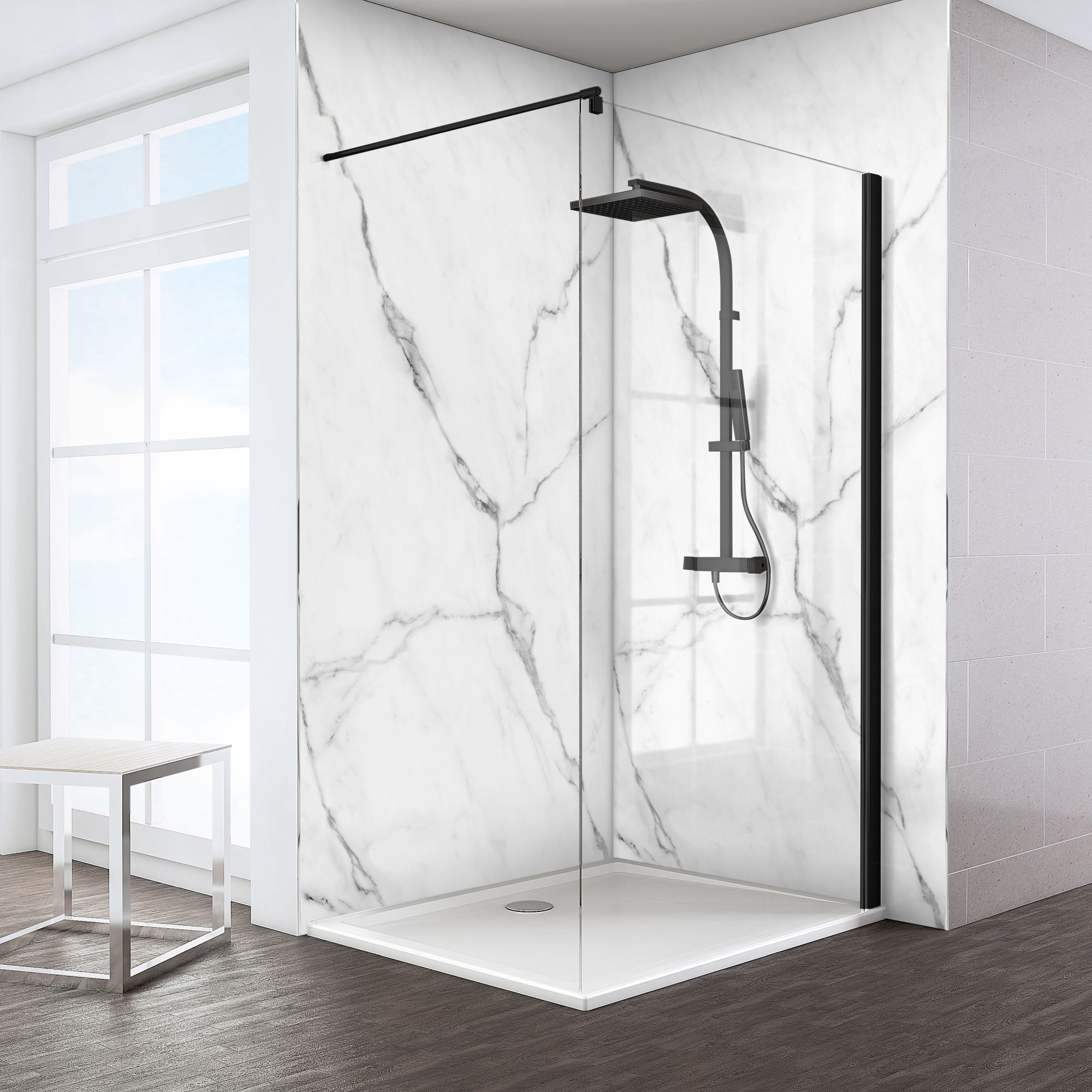 Schulte paroi de douche à l'italienne, 140x200 cm, paroi de douche fixe ...