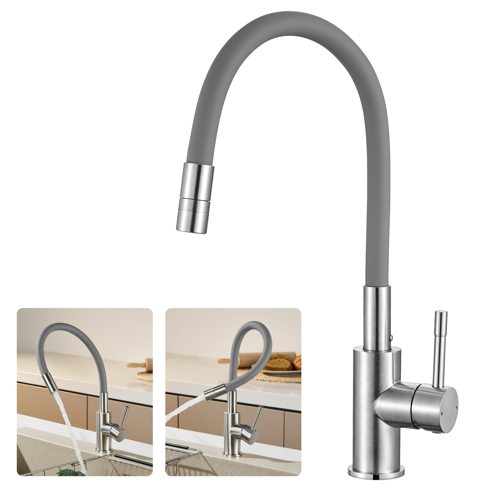 DERW MAX Robinet de cuisine avec flexible avec 2 Types de Jets ...