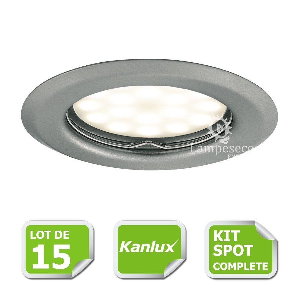 Kit complete de 15 Spots encastrable chrome mat marque Kanlux avec GU10 ...