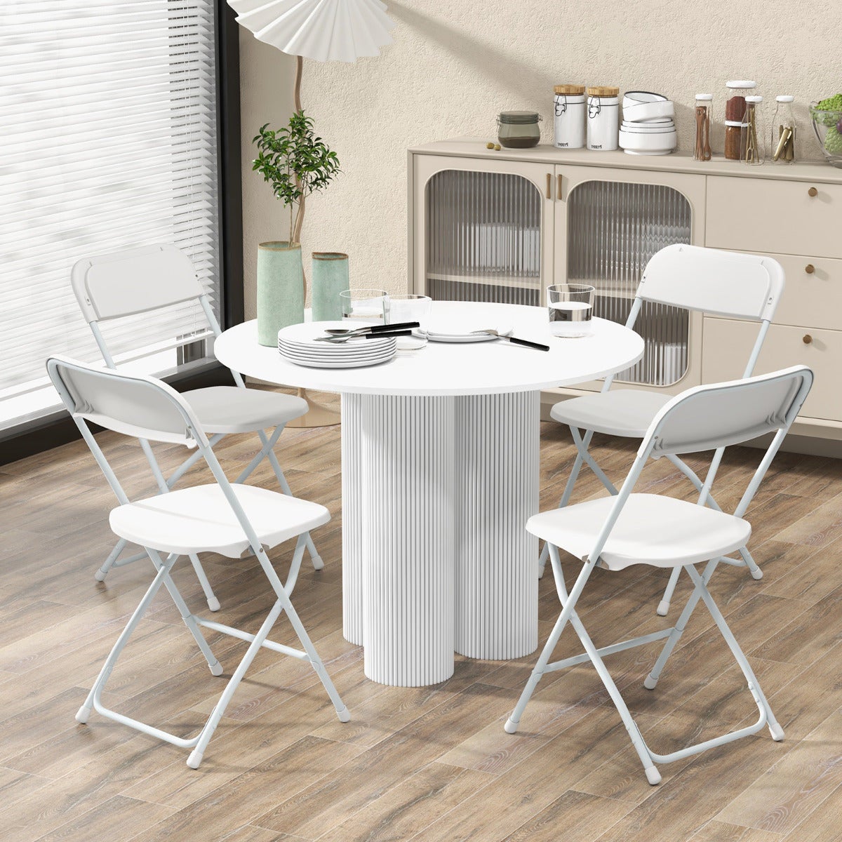 Lot de 4 chaises pliantes d'extérieur portables en plastique durable et ...